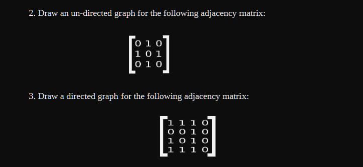 Solved 2. Draw an un-directed graph for the following | Chegg.com