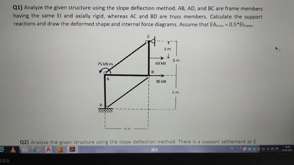 Q1) Analyze the given structure using the slope | Chegg.com