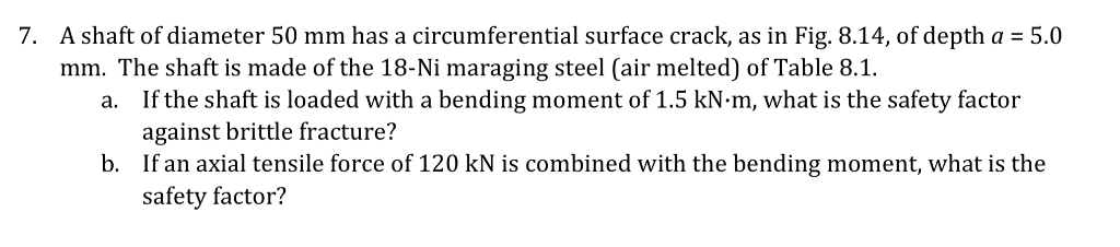 Solved 7. A shaft of diameter 50 mm has a circumferential | Chegg.com
