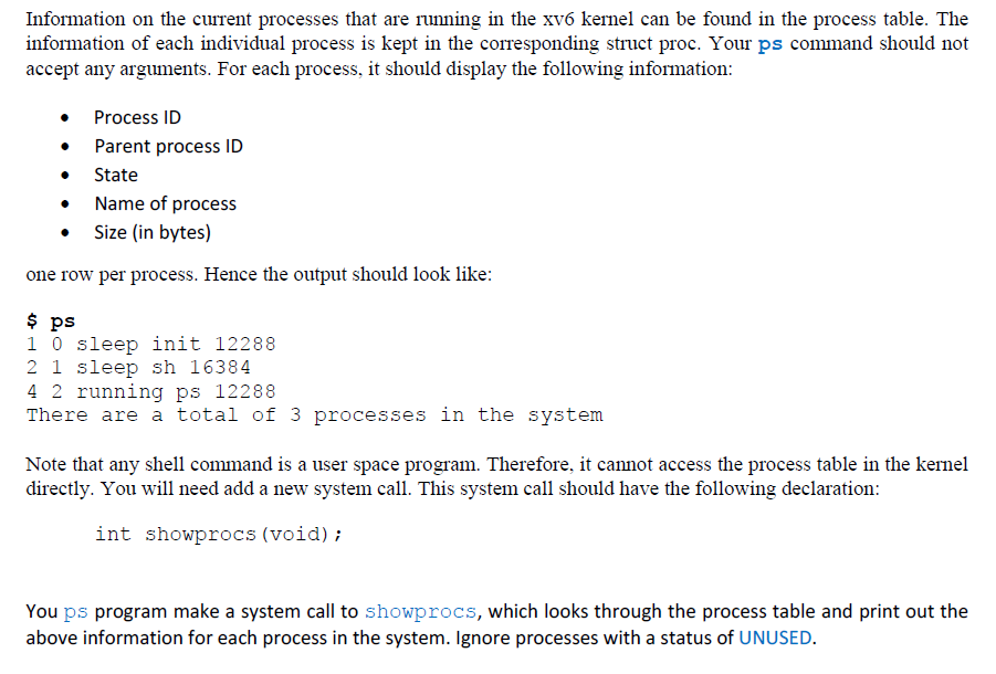 Solved Information on the current processes that are running | Chegg.com