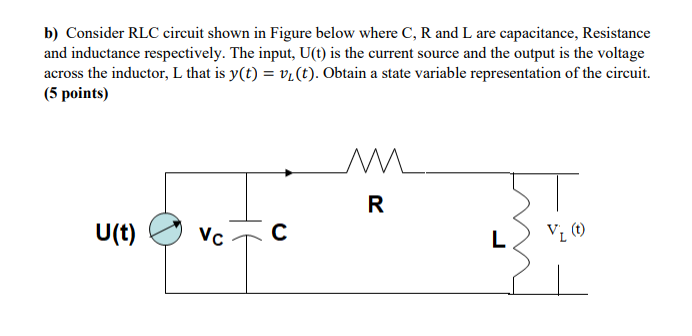 Solved b) Consider RLC circuit shown in Figure below where | Chegg.com