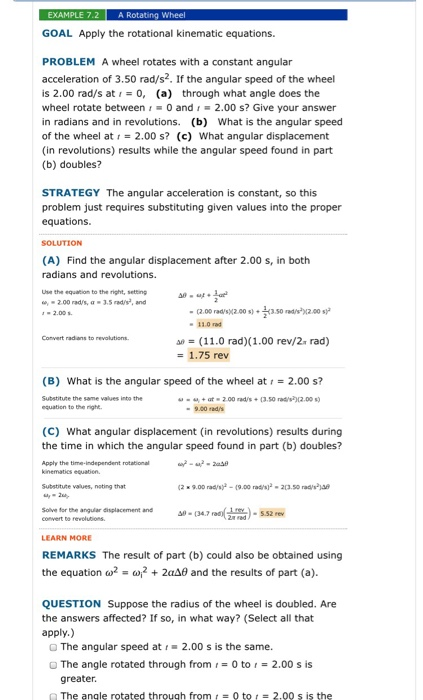 Solved GOAL Apply the rotational kinematic equations. | Chegg.com