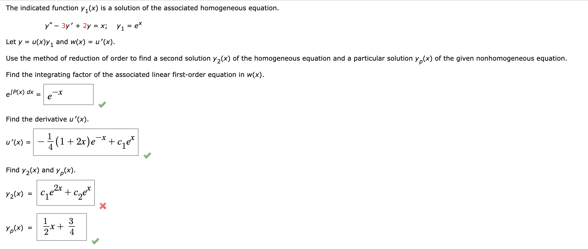 Solved The Indicated Function Y1 X Is A Solution Of The