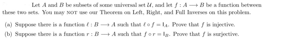 Solved Let A and B be subsets of some universal set U, and | Chegg.com