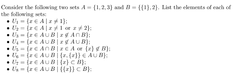 Solved Consider the following two sets A = {1,2,3} and B = | Chegg.com