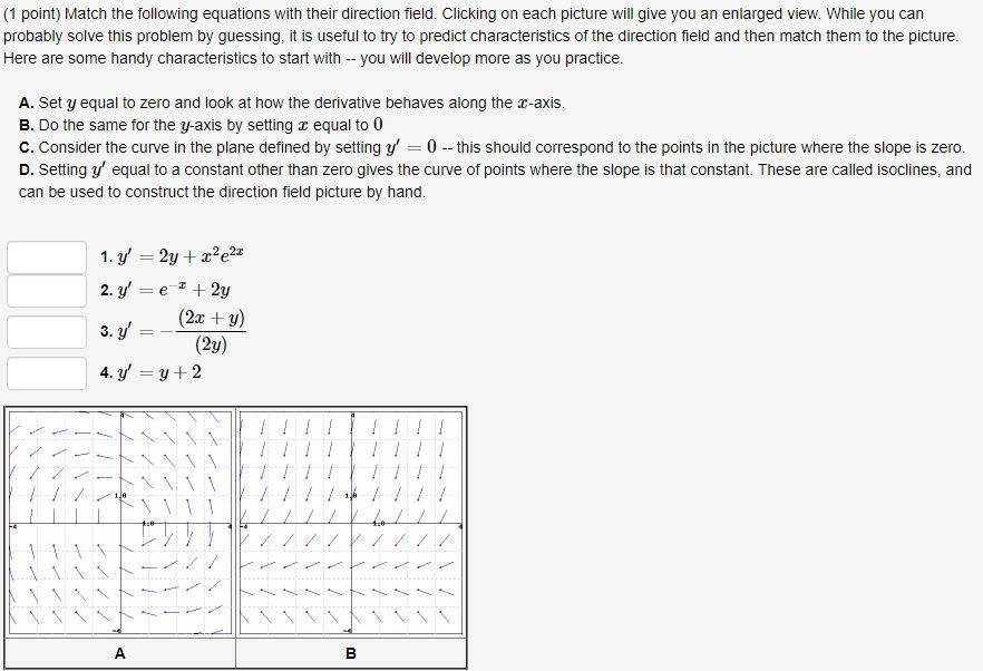Solved (1 point) Match the following equations with their | Chegg.com