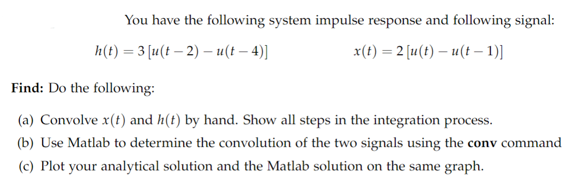 Solved You have the following system impulse response and | Chegg.com