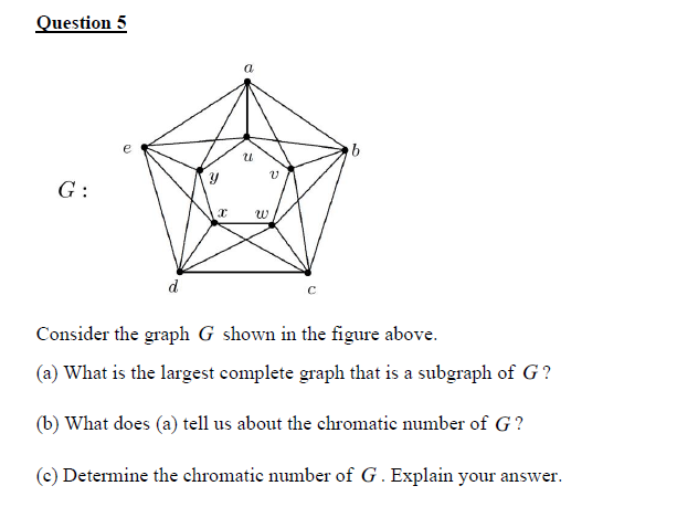 Question 5 G: Consider the graph G shown in the | Chegg.com