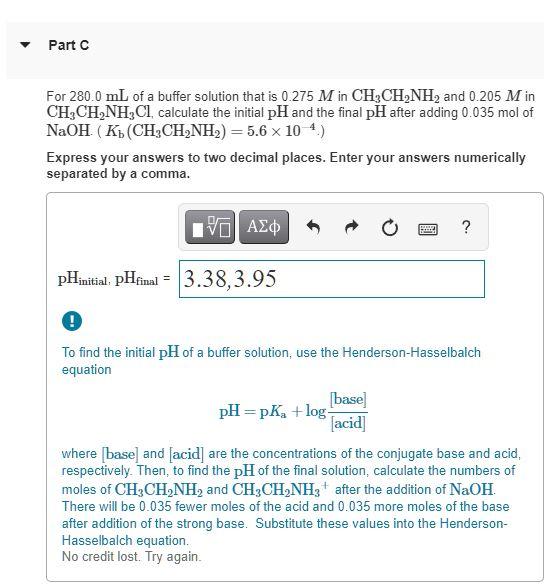 Solved Part C For 280.0 mL of a buffer solution that is | Chegg.com