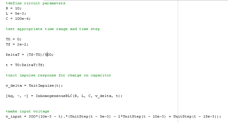 Solved function (d, i, i_dot] = InhomogeneousRLC(R, L, C, v, | Chegg.com