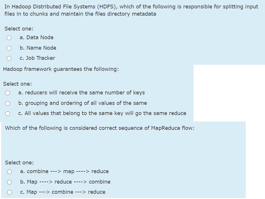 Solved In Hadoop Distributed File Systems (HDFS), which of | Chegg.com