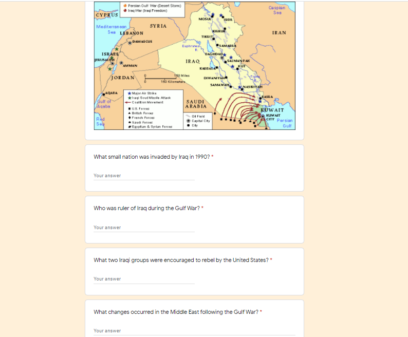 Solved MOSUR BUSALE Persian Gulf War Desert Storm) Caspian | Chegg.com