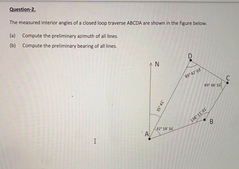 Solved Question-2. The measured interior angles of a closed | Chegg.com