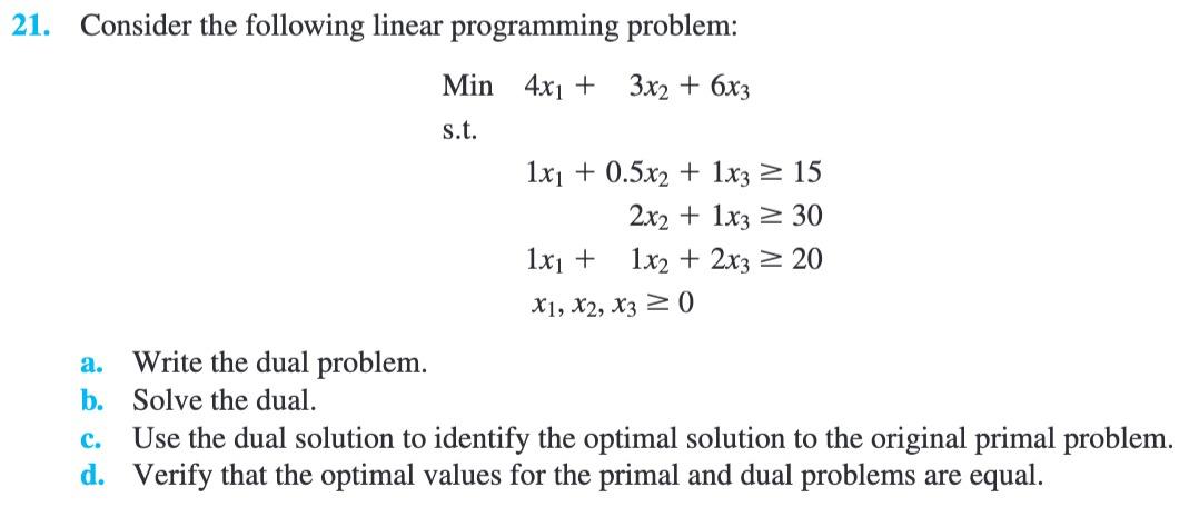 Solved ** Part b: solve the Dual using the Simplex method ** | Chegg.com