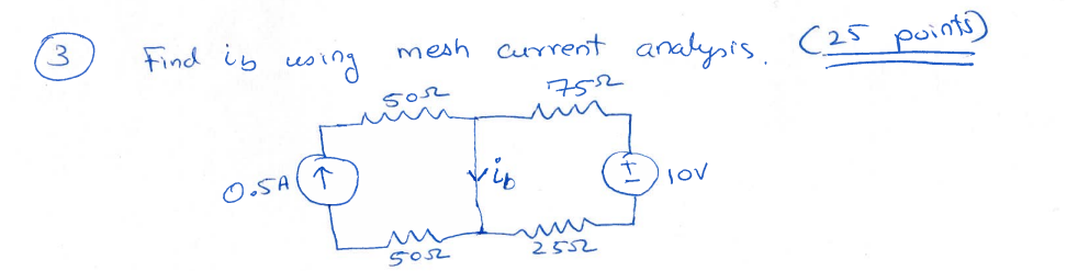 Solved Find ib using mesh current analysis. (25 points) | Chegg.com