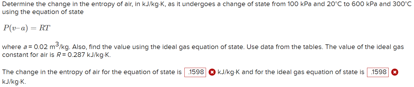 Solved Determine the change in the entropy of air, in | Chegg.com