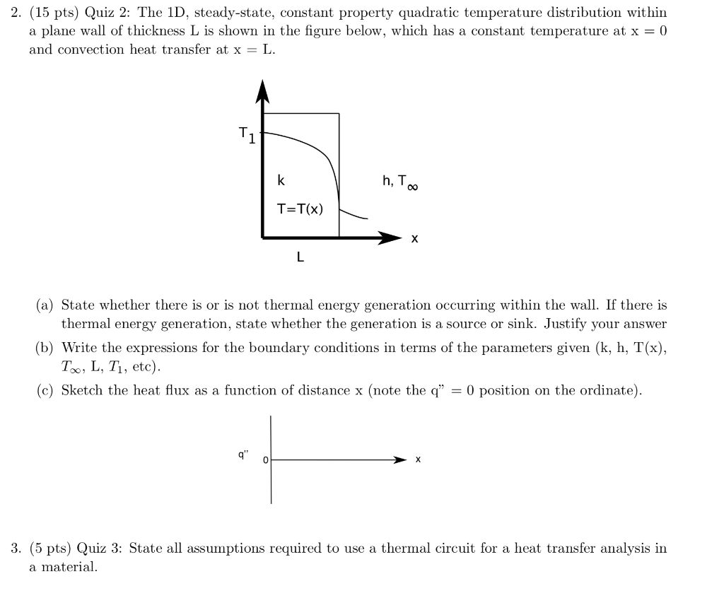Solved 2. (15 pts) Quiz 2: The 1D, steady-state, constant | Chegg.com