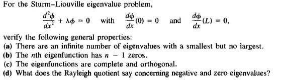 Solved For the Sturm-Liouville eigenvalue | Chegg.com