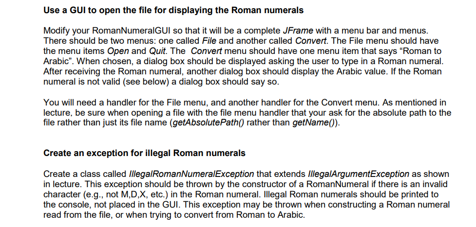 Solved Use a GUI to open the file for displaying the Roman | Chegg.com