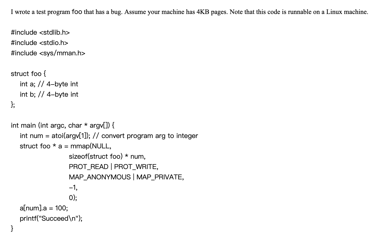 Solved I Wrote A Test Program Foo That Has A Bug Assume