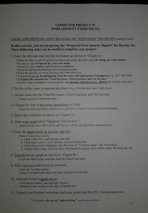 Solved COMPUTER PROJECT #3 [SPREADSHEET EXERCISE #31 USING | Chegg.com