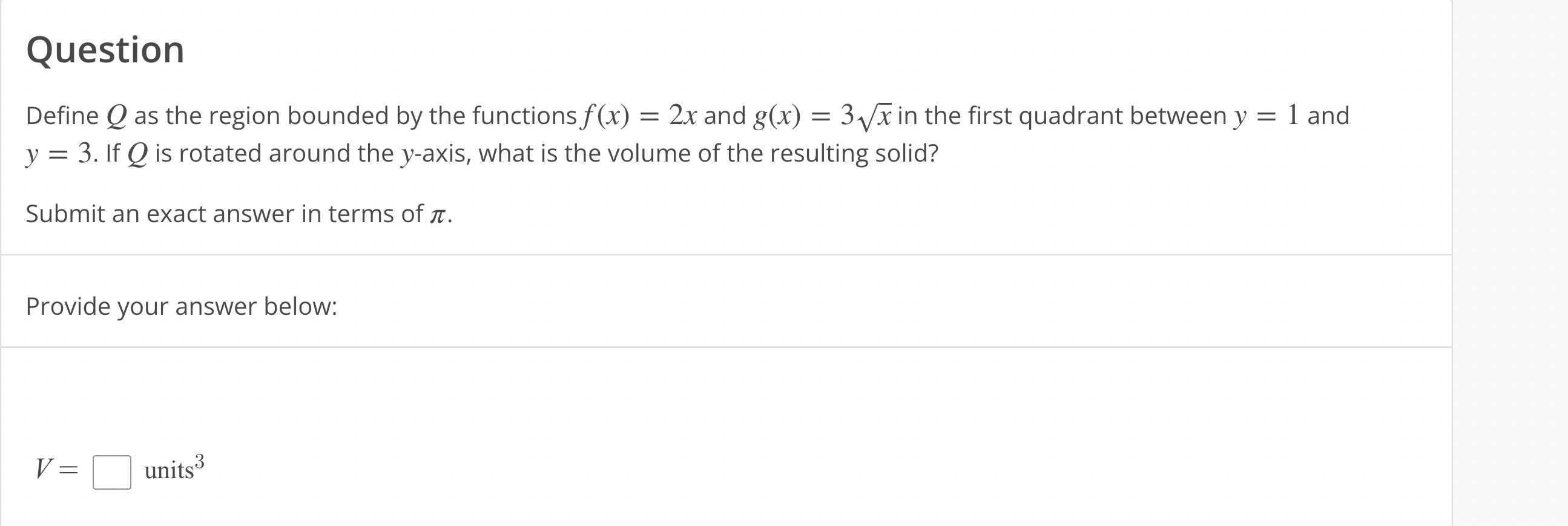 Solved Define Q as the region bounded by the functions | Chegg.com