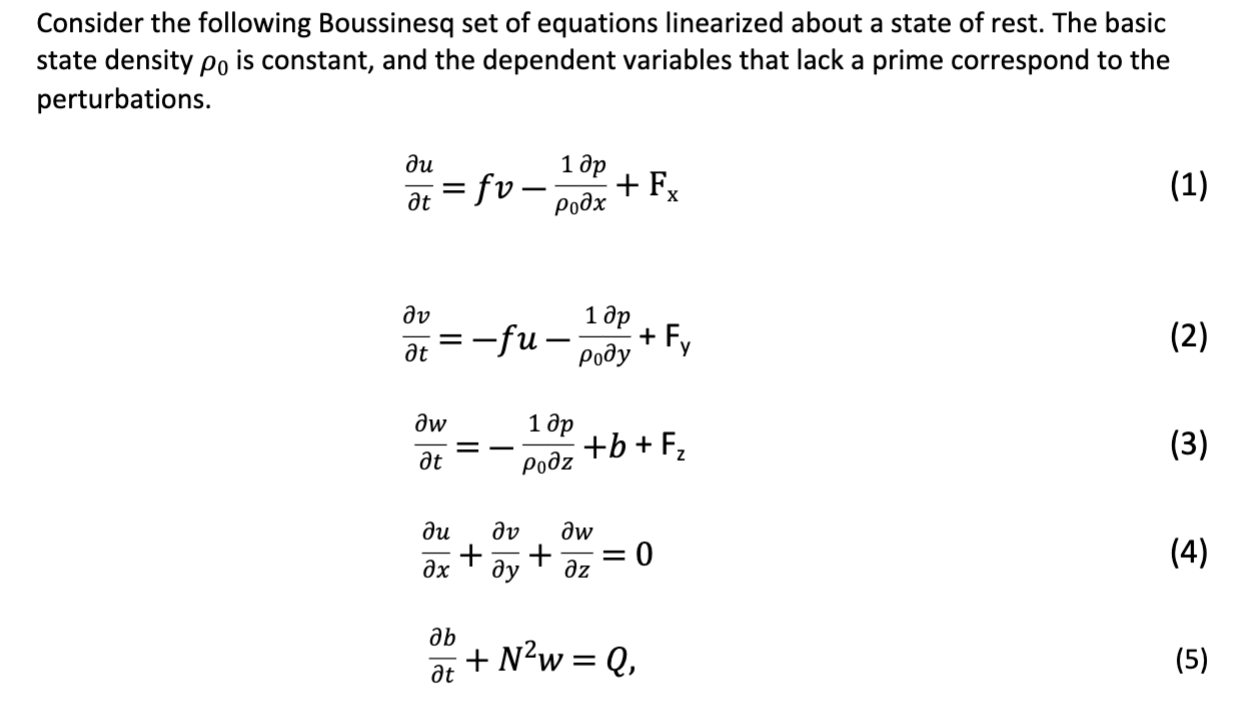 Solved Consider the following Boussinesq set of equations | Chegg.com
