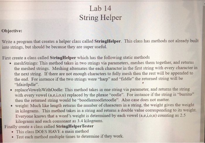 Solved Lab 14 String Helper Objective Write A Program That 6119