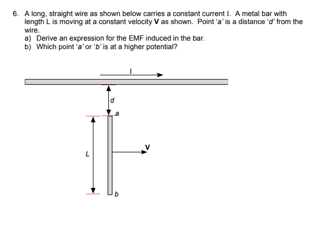 Solved A long, straight wire as shown below carries a | Chegg.com