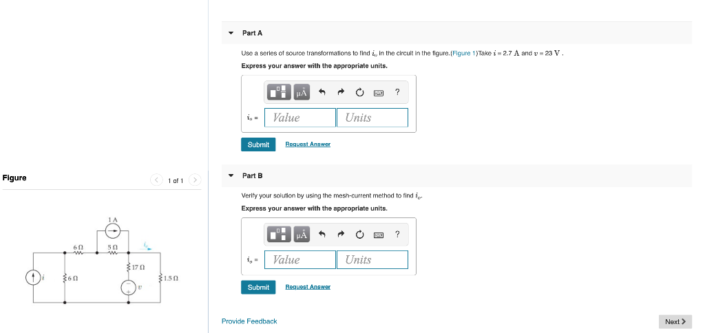 Solved Use a series of source transformations to find io | Chegg.com