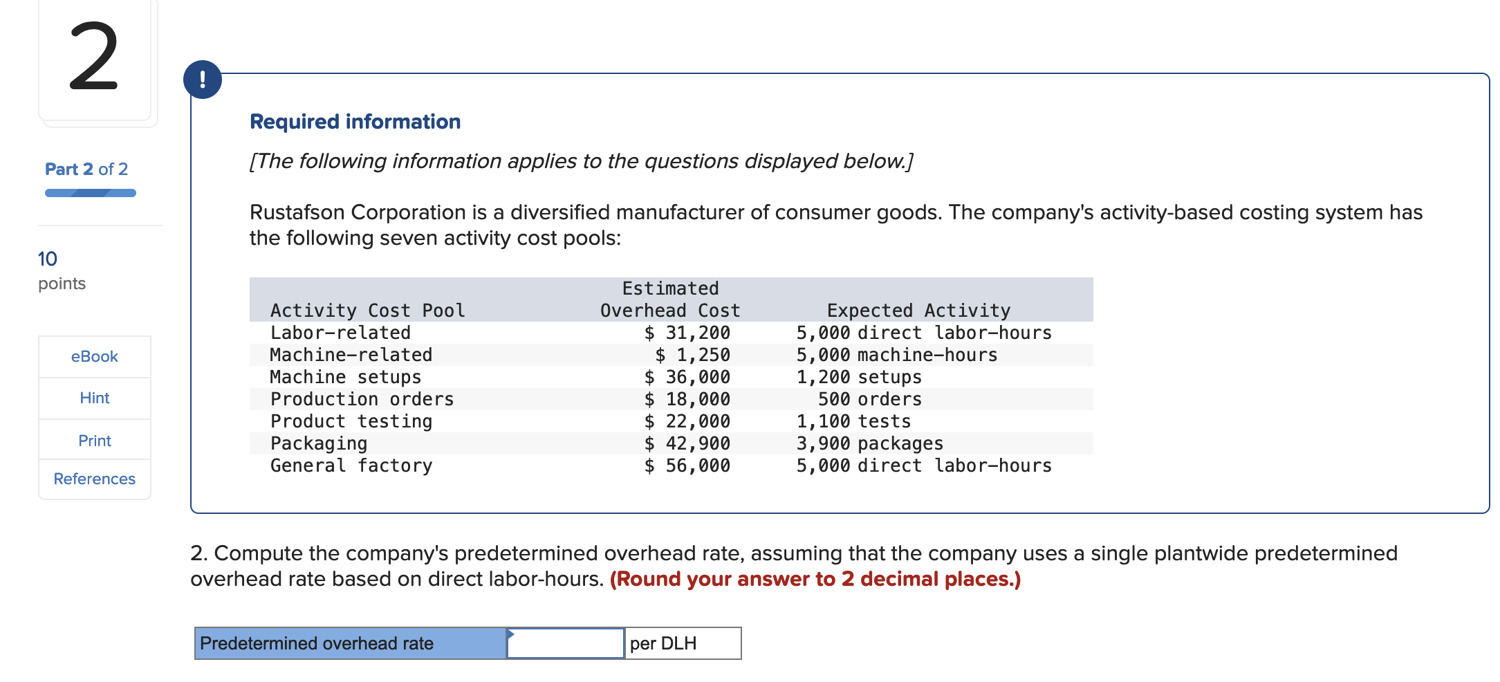 Solved 1 Part 1 of 2 10 points eBook Hint Print References | Chegg.com