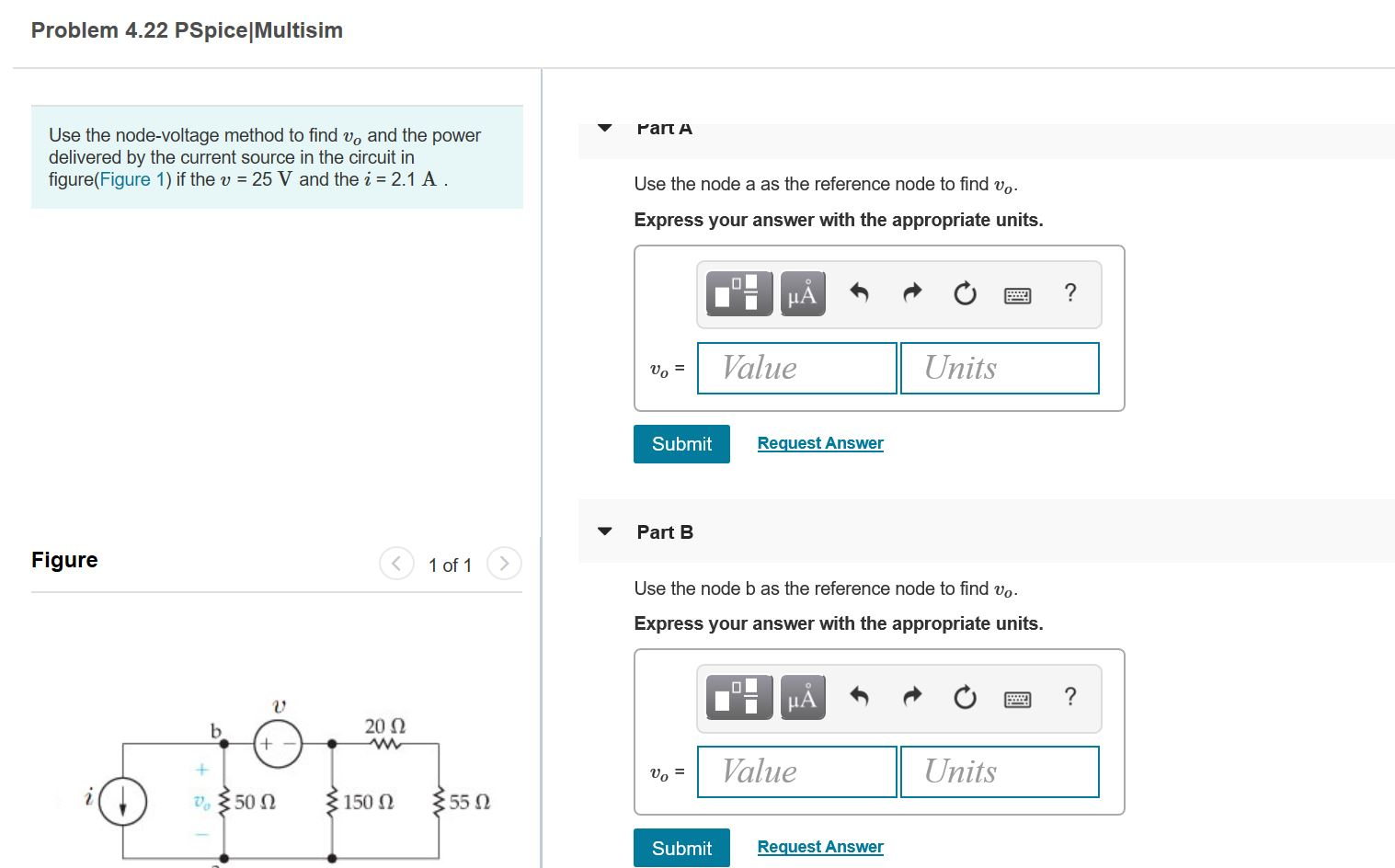 Solved Problem 4.22 PSpice Multisim Part A Use the | Chegg.com