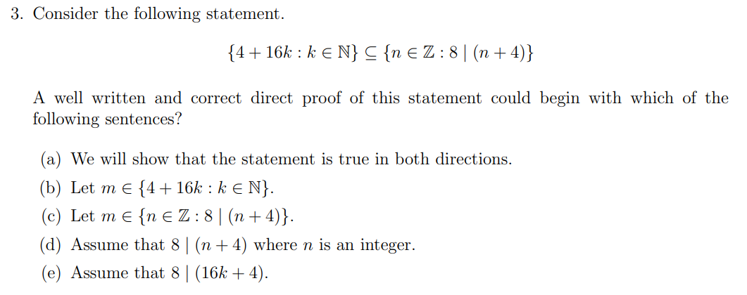 Solved 3. Consider the following statement. | Chegg.com
