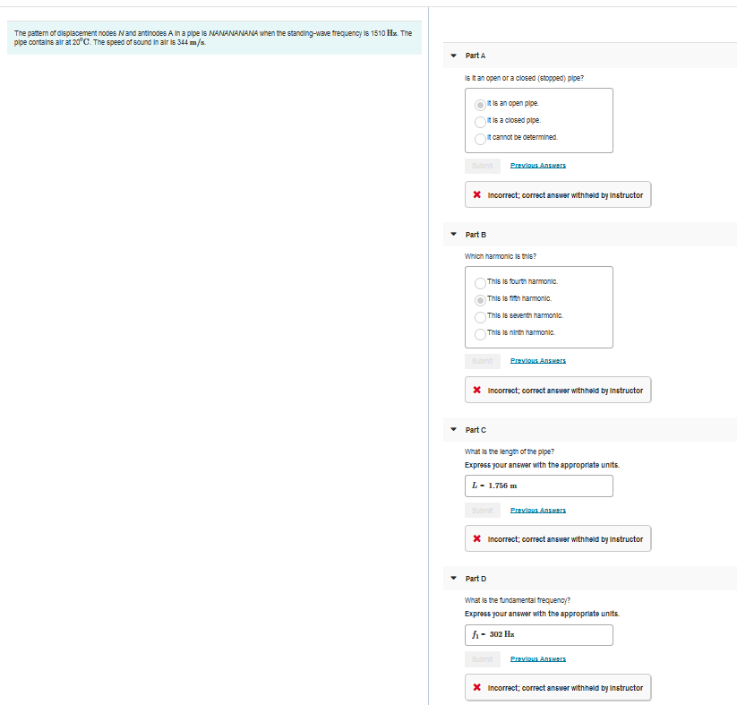 Solved The pattern of displacement nodes and antinodes A In | Chegg.com