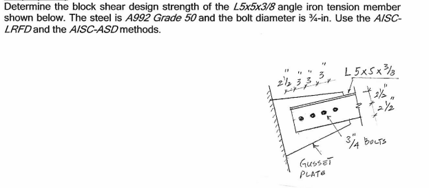 Solved Determine the block shear design strength of the | Chegg.com