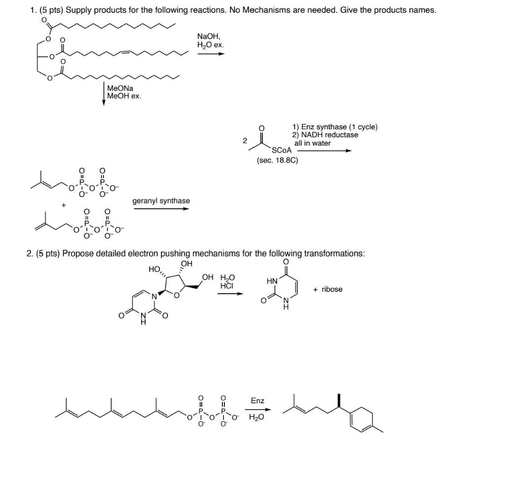 Solved geranyl synthase 2. (5 pts) Propose detailed electron | Chegg.com