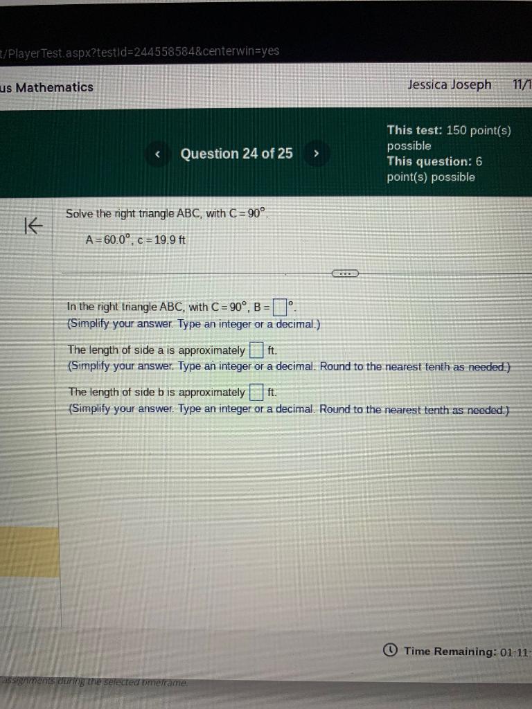 Solved Solve the right triangle ABC, with C=90∘. | Chegg.com