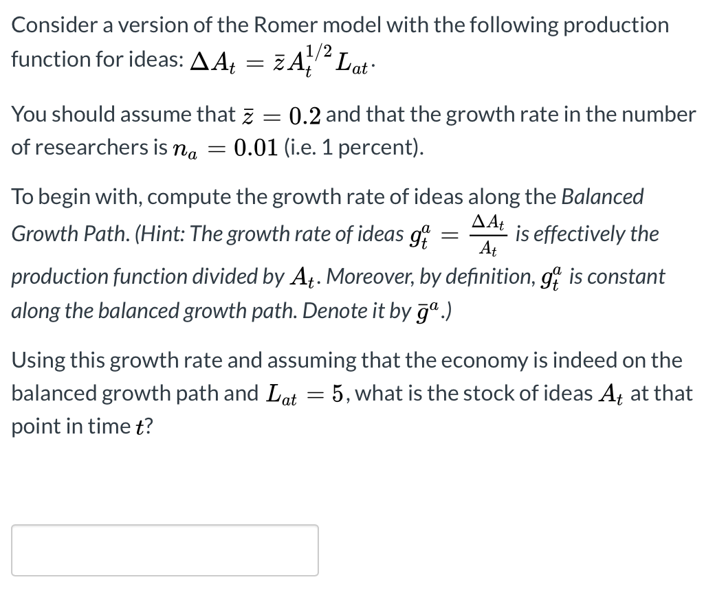 Consider a version of the Romer model with the | Chegg.com