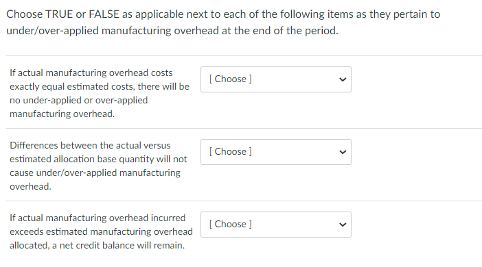 Solved Choose TRUE or FALSE as applicable next to each of | Chegg.com