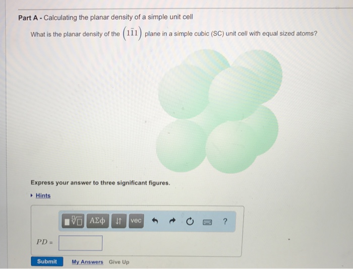 Solved Part A - Calculating the planar density of a simple | Chegg.com