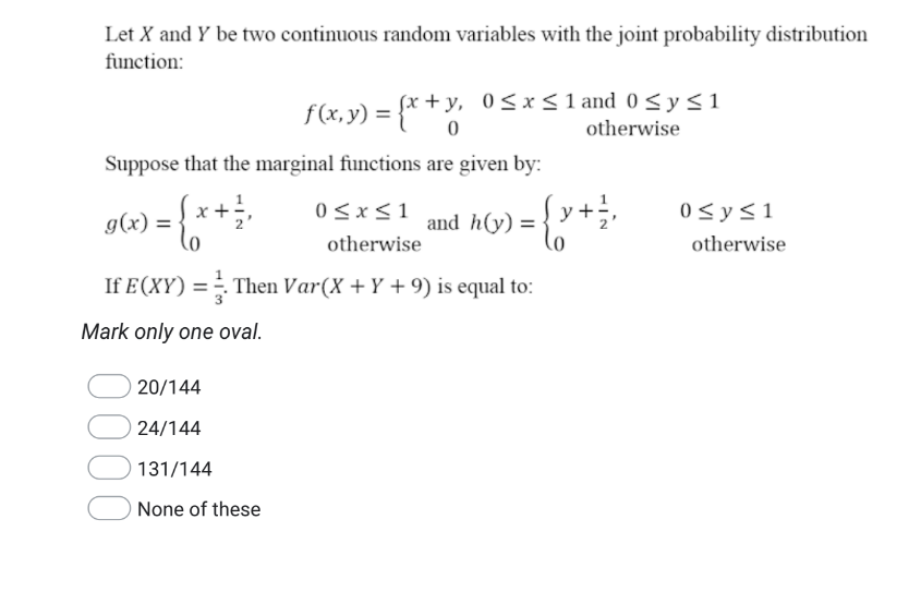 Solved Let X and Y be two continuous random variables with | Chegg.com