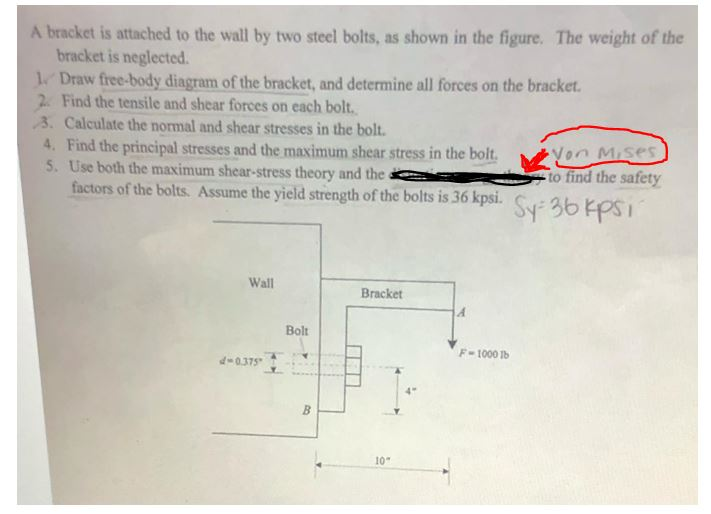 Solved A bracket is attached to the wall by two steel bolts, | Chegg.com
