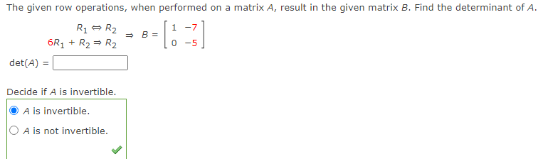 Solved The given row operations, when performed on a matrix | Chegg.com