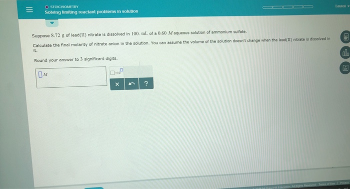 Solved Lauren Solving Limiting Reactant Problems In Solution 3354