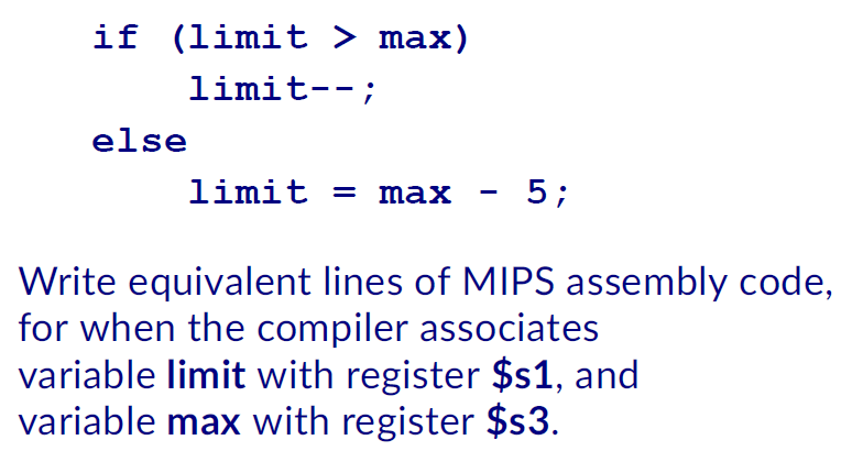 Solved if (limit > max) limit--; else limit = max - 5; Write | Chegg.com