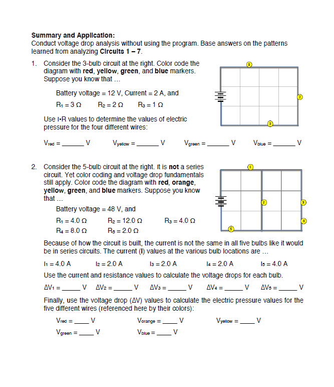 Solved Summary and Appllcation: Conduct voltage drop | Chegg.com