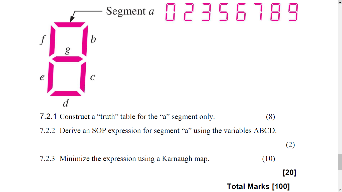 Solved 7.2 In a 7-segment display, each of the seven | Chegg.com