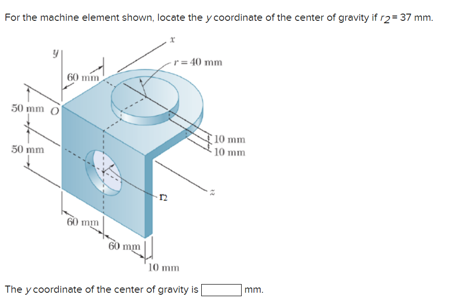 Solved For the machine element shown, locate the y | Chegg.com