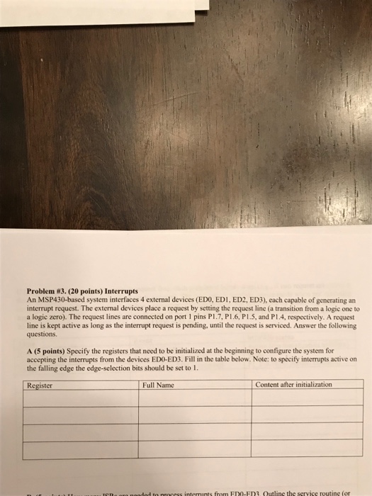 Solved Problem #3. (20 points) Interrupts An MSP430-based | Chegg.com