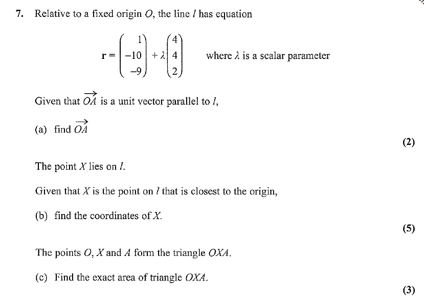 Solved 7. Relative to a fixed origin O, the line / has | Chegg.com